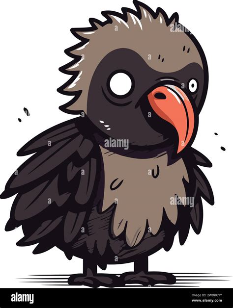 Cute Cartoon Crow Isolated On White Background Vector Illustration For