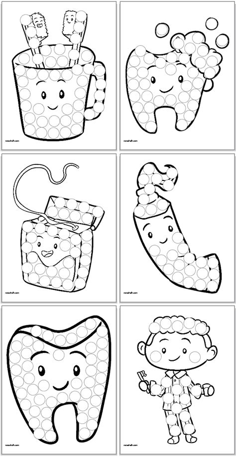 Tooth Brushing Coloring Pages Worksheet 2025