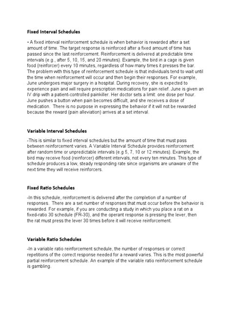 Fixed Interval Schedules Pdf Reinforcement Psychological Concepts