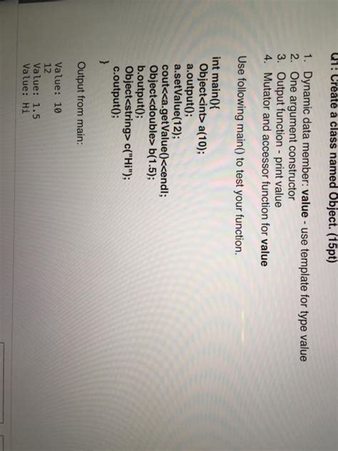 Solved Q Create A Class Named Object Pt Dynamic Chegg