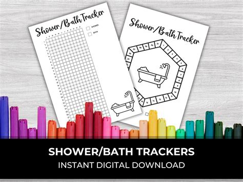 Shower Tracker Bath Tracker Hygiene Tracker Monthly Tracker Pixel