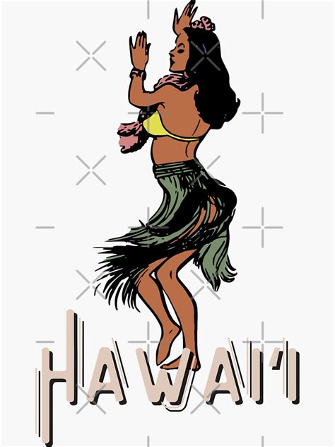 Retro Hawaii Hula Girl Sticker For Sale By 10mama13 Redbubble