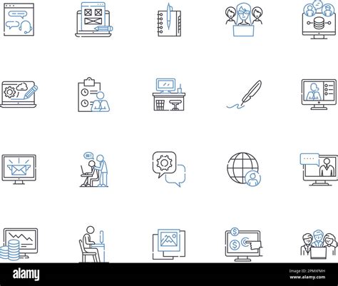 Work From Home Outline Icons Collection Home Based Telecommuting Freelancing Remote Job