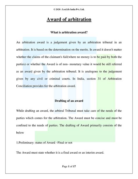 Module 11 Adr Course Material Award Of Arbitration What Is