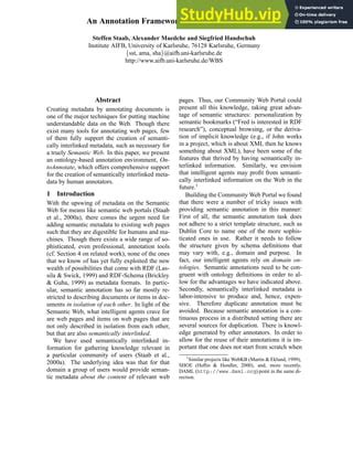 An Annotation Framework For The Semantic Web PDF