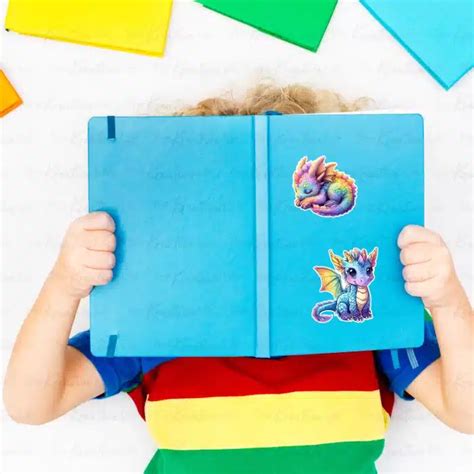 Printable Rainbow Baby Dragon Stickers