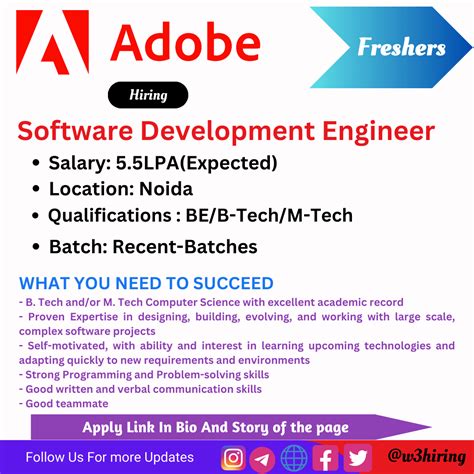 Adobe Jobs Hiring Software Development Engineer Be B Tech Me M