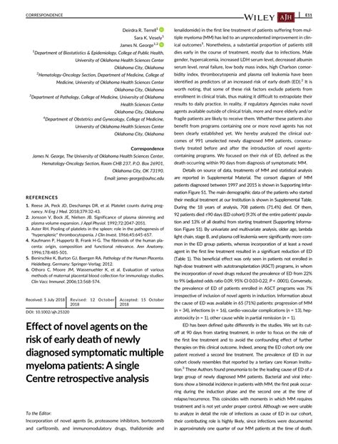 Effect Of Novel Agents On The Risk Of Early Death Of Newly Diagnosed
