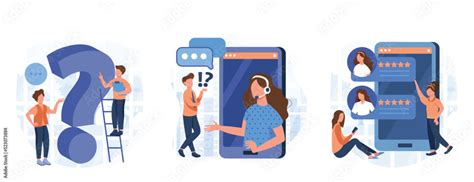 Customer Support Illustration Set Characters Asking A Questions Receiving Answers From