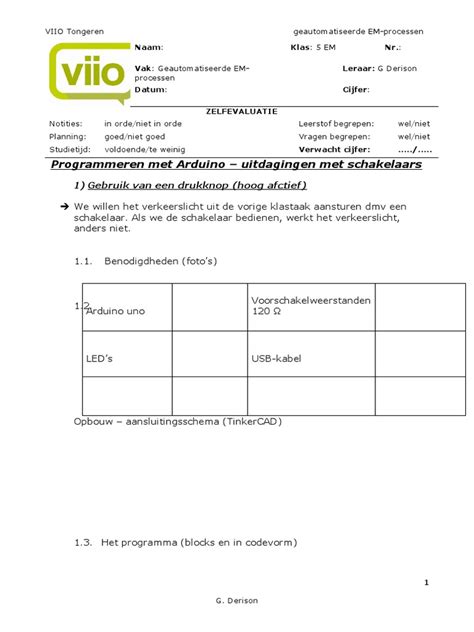 Klastaak Programmeren Met Arduino Basisoefeningen Uitdagingen Met Schakelaars Pdf