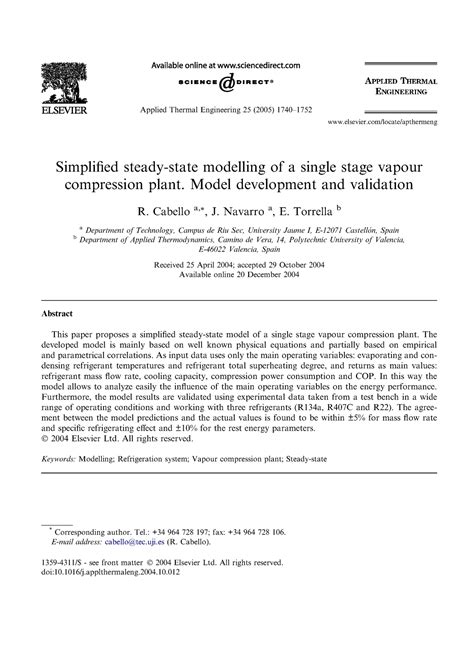 Simplified Steady State Modelling Of A S Simplified Steady State Modelling Of A Single Stage