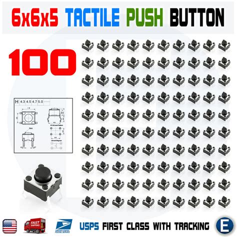 100pcs 6x6x5mm Pcb Momentary Tactile Tact Push Button Switch 4 Pin Dip Eelectronicparts