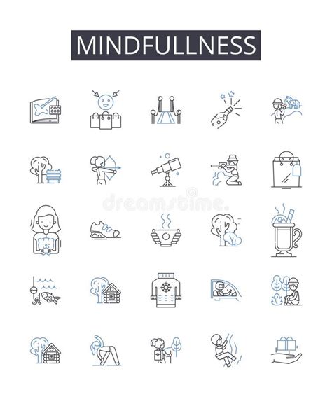 Mindfullness Line Icons Collection Self Awareness Introspection Self