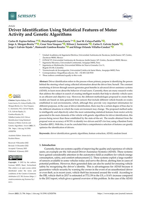 Pdf Driver Identification Using Statistical Features Of Motor