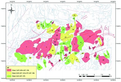 Map Of Af Analyses Colour Red Yellow And Green Area Indicate Class