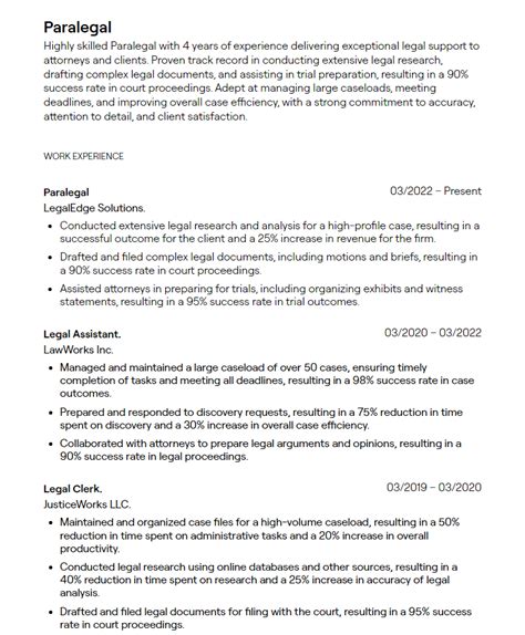1 Paralegal Resume Examples With Guidance