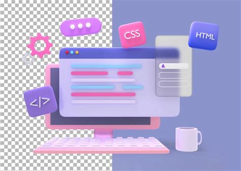 Premium Psd Web Design Development And Coding Concept 3d Render