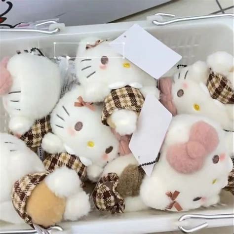 Hello Kitty Plaid Dress Doll Keychain In Kawaii Shop