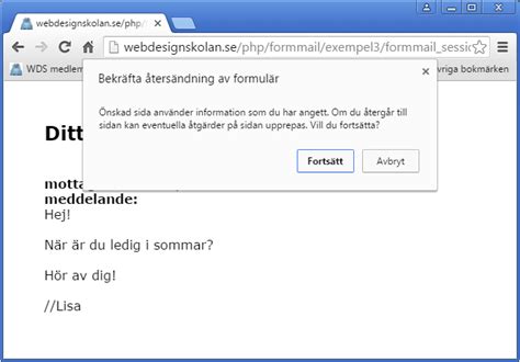 Webdesignskolan PHP formmail skicka formulär till epost