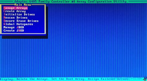 Presentation Of The Adaptec Configuration Utility Acu Of The Adaptec Raid 6405 Controller