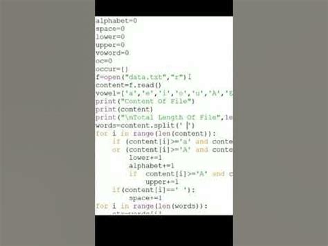 Text file and display the number of vowels/consonants/uppercase/lowercase characters #shorts ...
