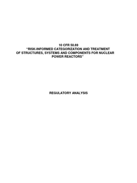 10 Cfr 50 69 Regulatory Analysis Ml041470460 Pdf Nuclear
