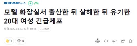 20대 여성 모텔 화장실에서 출산 후 살해 당일 다른 모텔에서 체포 포텐 터짐 최신순 에펨코리아