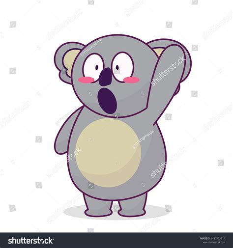 Cute Koalas Waving While Dumbfounded Vector Vector De Stock Libre De Regalías 1487823311