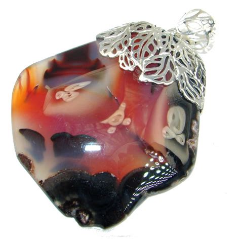 Perfect Green Botswana Agate Sterling Silver Pendant Model 28 Paz 16 72