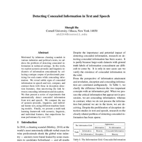 Detecting Concealed Information In Text And Speech Acl Anthology