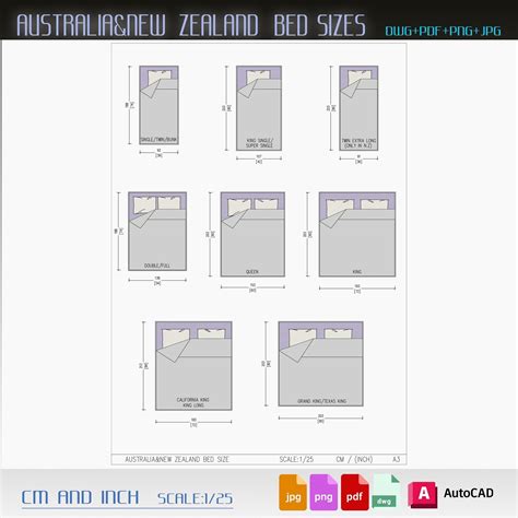 Australiaandnew Zealand Bed Sizes Bed Sizes Bed Dwg Bed Architectural