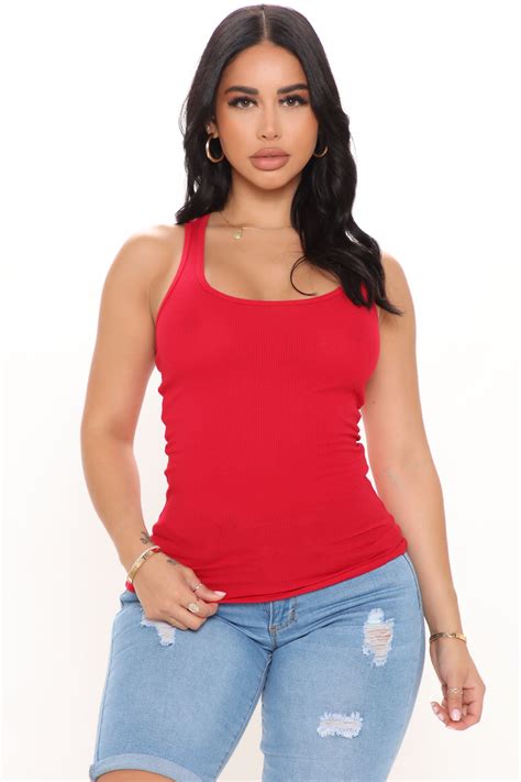 Essential Racer Back Tank Top Red Fashion Nova