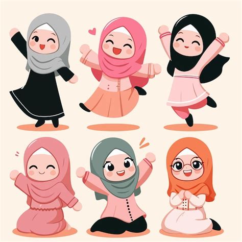 Premium Vector Vector Of A Cute Muslim Girl Who Is Happy