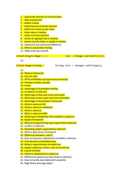 Interview Preparation Pdf Selenium Software Computer Science