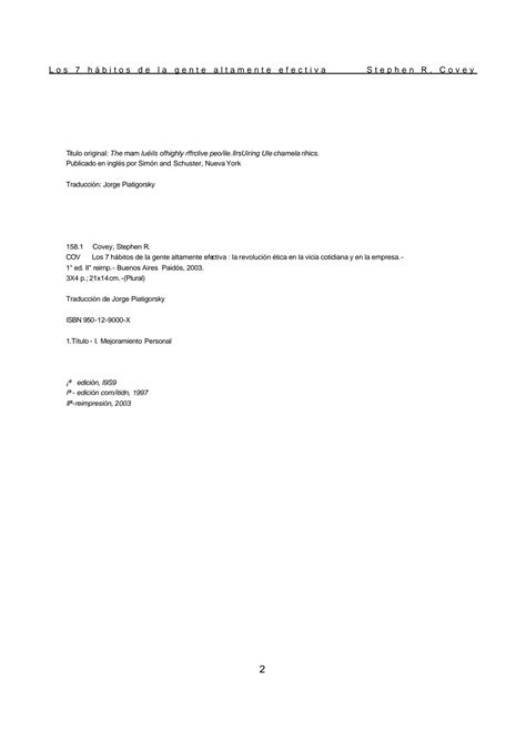 SOLUTION Los 7 H Bitos De La Gente Altamente Efectiva De Stephen R