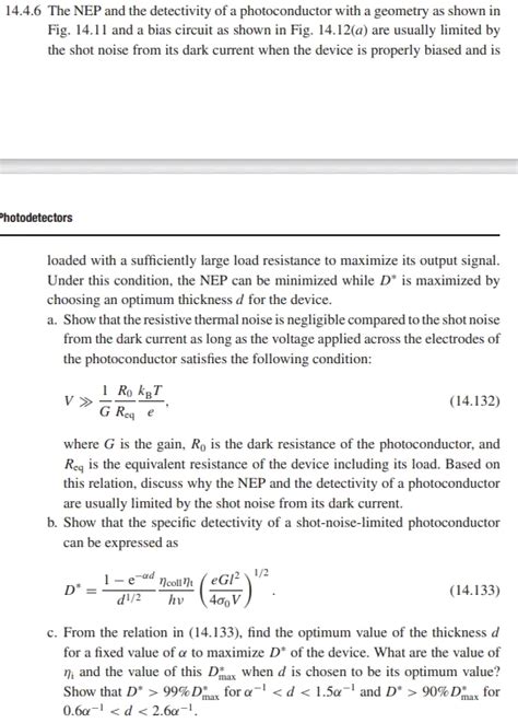 Solved 14 4 6 The Nep And The Detectivity Of A
