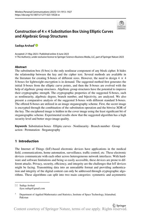 Construction Of 4 × 4 Substitution Box Using Elliptic Curves And