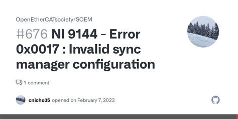 Ni 9144 Error 0x0017 Invalid Sync Manager Configuration · Issue