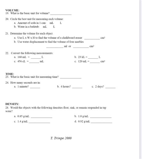 Solved Volume 19 What Is The Basic Unit For Volume Volume 19