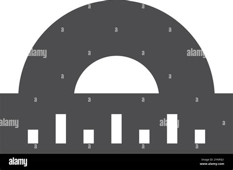 Protractor Black Icon Angle Measurement Geometry Tool Isolated On White Background Stock