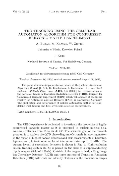 Pdf Trd Tracking Using The Cellular Automaton Algorithm For