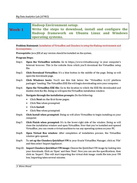 Abp W1 Big Data Analytics Lab Hadoop Installation Pdf