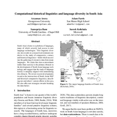Computational Historical Linguistics And Language Diversity In South Asia Acl Anthology