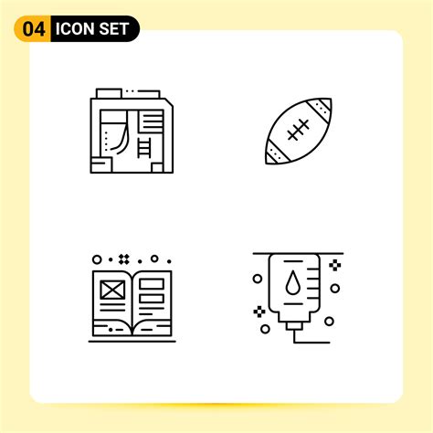 Line Pack Of 4 Universal Symbols Of Atx Art Computer Football Schoolbook Editable Vector Design