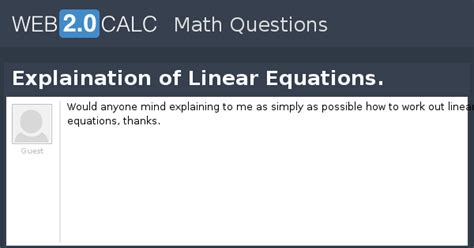 View Question Explaination Of Linear Equations