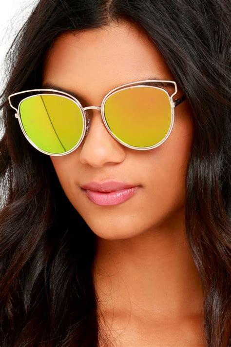 Cute Rose Gold Sunglasses Pink Mirrored Sunglasses Cutout