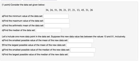 Solved Consider The Data Set Given Below Chegg