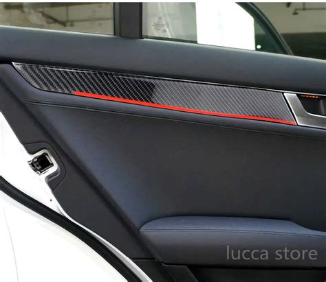 인테리어 장식 몰딩 탄소 섬유 시트 조정 버튼 데칼 자동차 스티커 도어 패널 트림 스트립 메르세데스 C 클래스 W204자동차 인테리어 스티커 Aliexpress