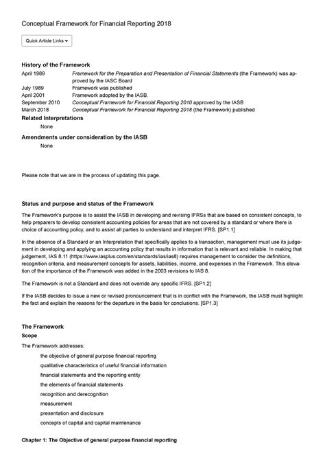 Conceptual Framework For Financial Reporting 2018 September 2010