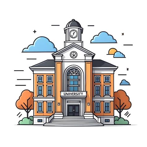 Edificio Escolar En Estilo Plano Ilustración Vectorial De Regreso A La